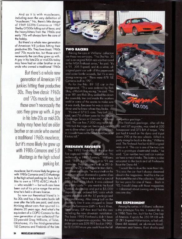 Muscle Car Enthusiast Magazine Article - 1992 Firehawk pics - The ...